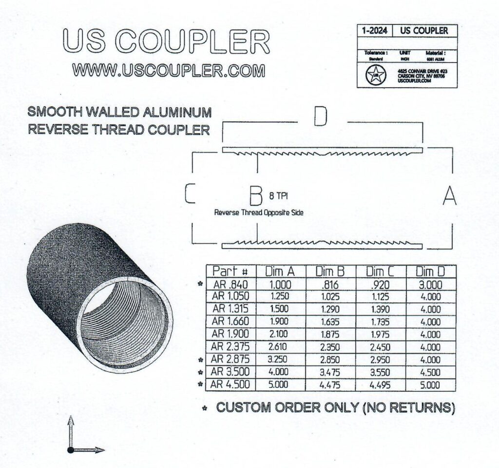 AR Reverse Thread Smooth OD - Aluminum Couplers - Cabletec Couplers now ...